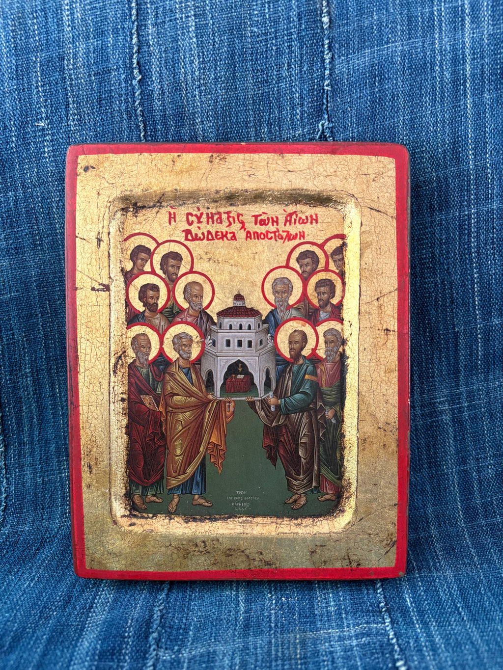 Antique Greek Synaxis Holy Twelve Apostles Icon – Baro Art