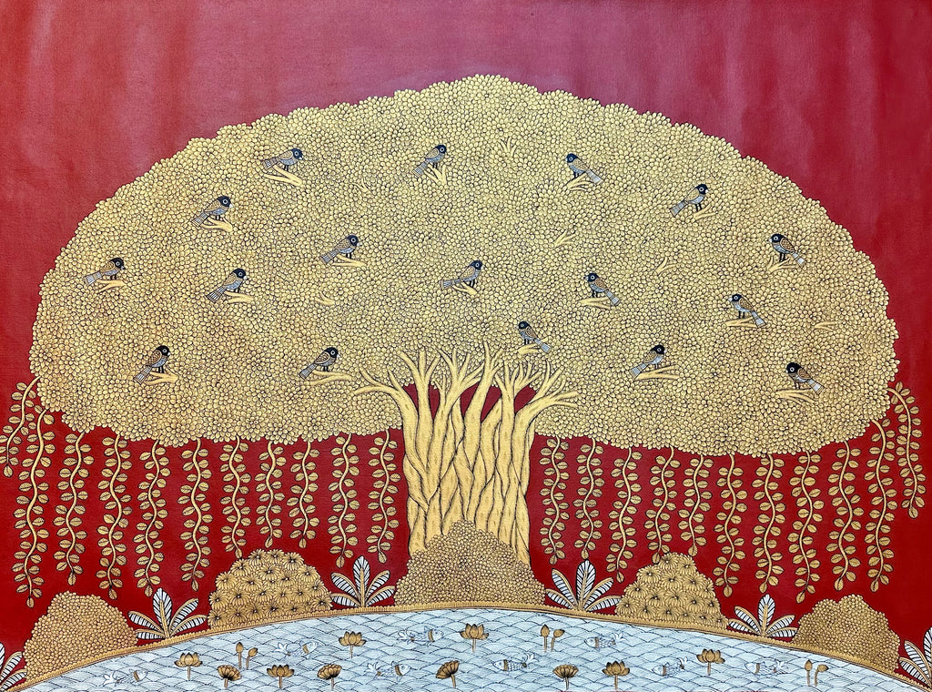 The Golden Banyan Tree (Red) – Baro Art